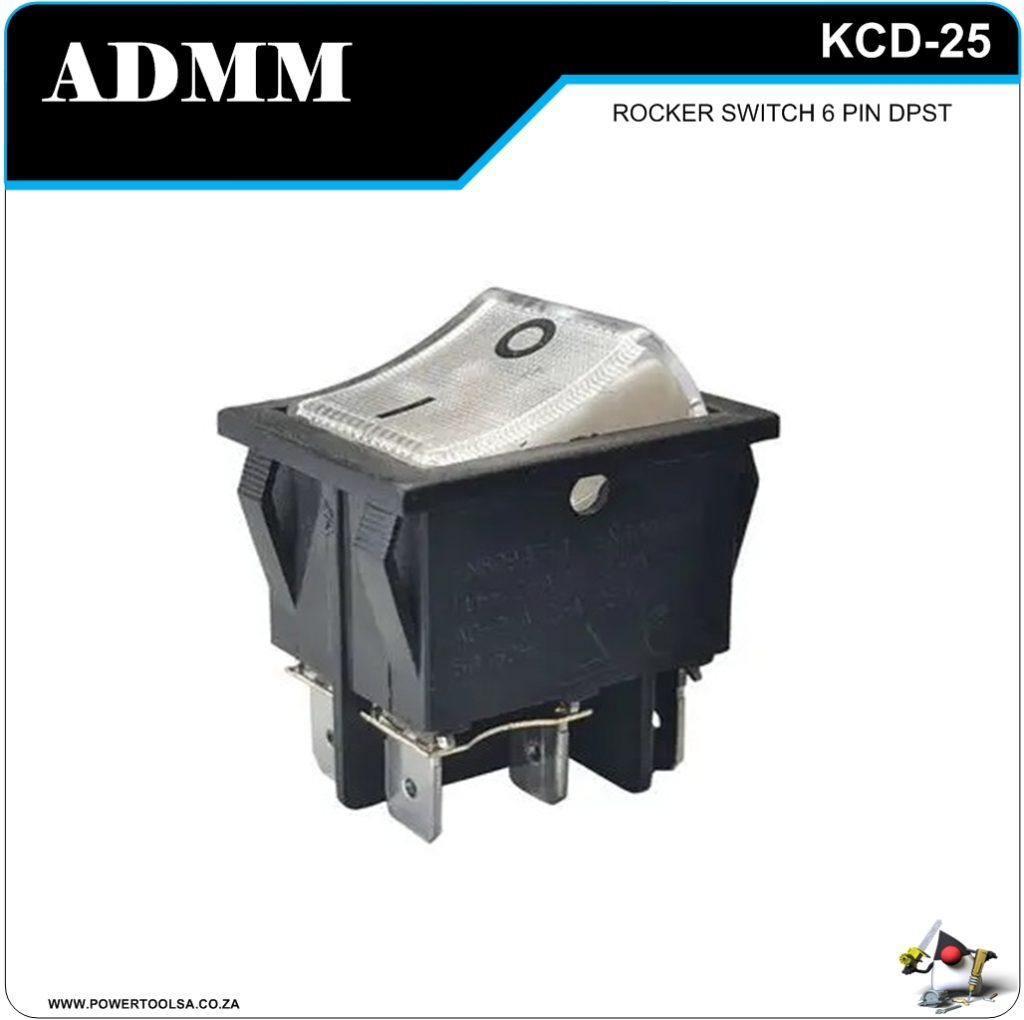 KCD-25 ROCKER SWITCH 6 PIN DPST - POWERTOOLSA